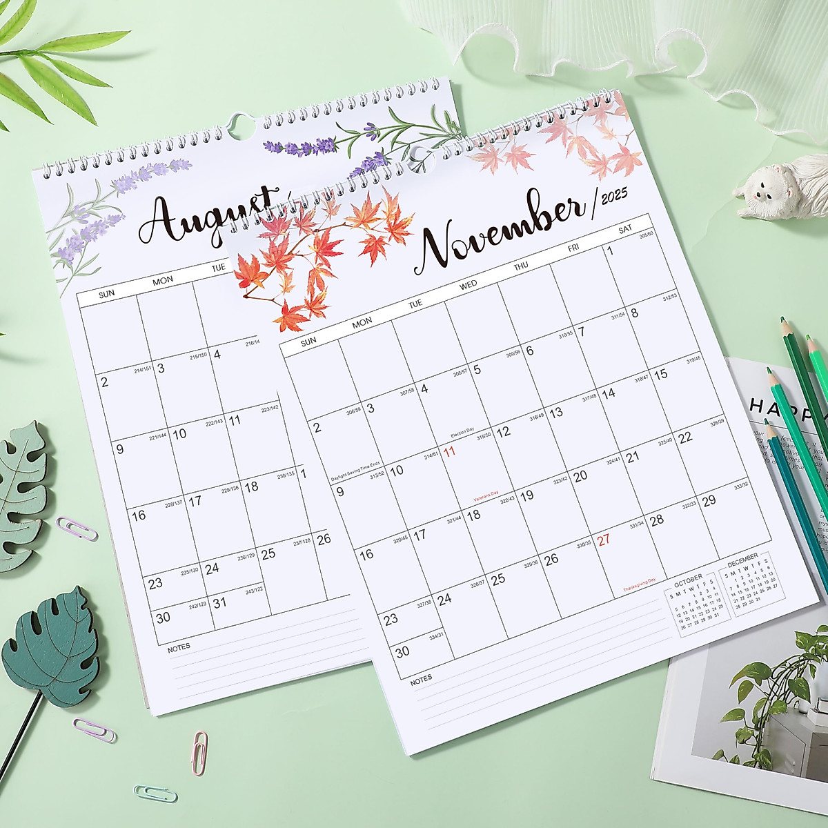 2023-2024 Calendar - Vertical Wall Calendar 2023-2024, Jul. 2023 to Dec. 2024, 12" x 17", Monthly Calendar 2023-2024 with Julian Date, Perfect for School, Office & Family.