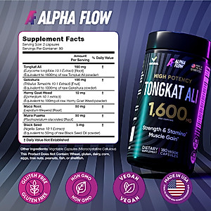 Tongkat Ali Supplement 1600MG - Longjack Tongkat Ali for Men - Eurycoma Longifolia Extract Powder 100:1, Maca Root, Black Currant Oil - Tongat-Ali 180 Capsules