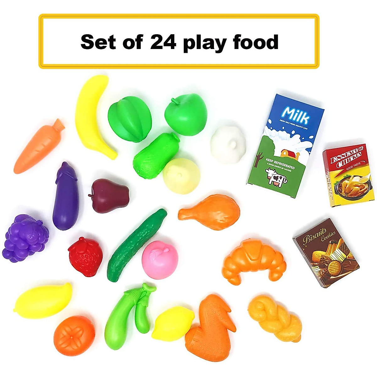 The New York Doll Collection Toy Shopping Cart for Kids and Toddler - Includes Food - Folds for Easy Storage - with Sturdy Metal Frame (Red)