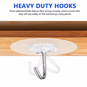 HOMSFOU Adhesive Hooks 12pcs Heavy Duty Sticky Hooks for Hanging Wall Hangers Without Nails 180 Degree Rotating Seamless Stick on Wall Hooks Bathroom Kitchen Office Outdoors