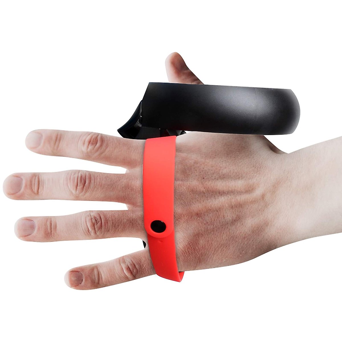 MODJUEGO VR Adjustable Handle Grip Cover, Soft Silicone Touch Controller Handle Fixing Strap for Oculus Quest/Rift S VR Controller Accessories (Red)