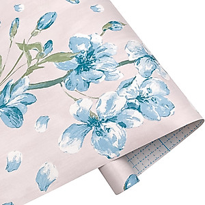 Yifasy Shelf Liner Blue Orchid Self-Adhesive Drawer Paper Furniture Sticker Decorative Flowers 118x17.7 Inch