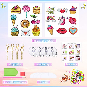 ZYNERY 58 Pieces Diamond Painting Kit for Kids, Unicorn Mosaic Sticker, Suncatchers Craft Kits with Keychains for Girls DIY Creative Diamond Art Kit Stickers | Ages 4-16 (A)