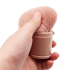 Retractable Kabuki Foundation Brush Travel Face Blush Brush for Mineral Powder, Contouring, Cream (Black + Pink 2Pcs)