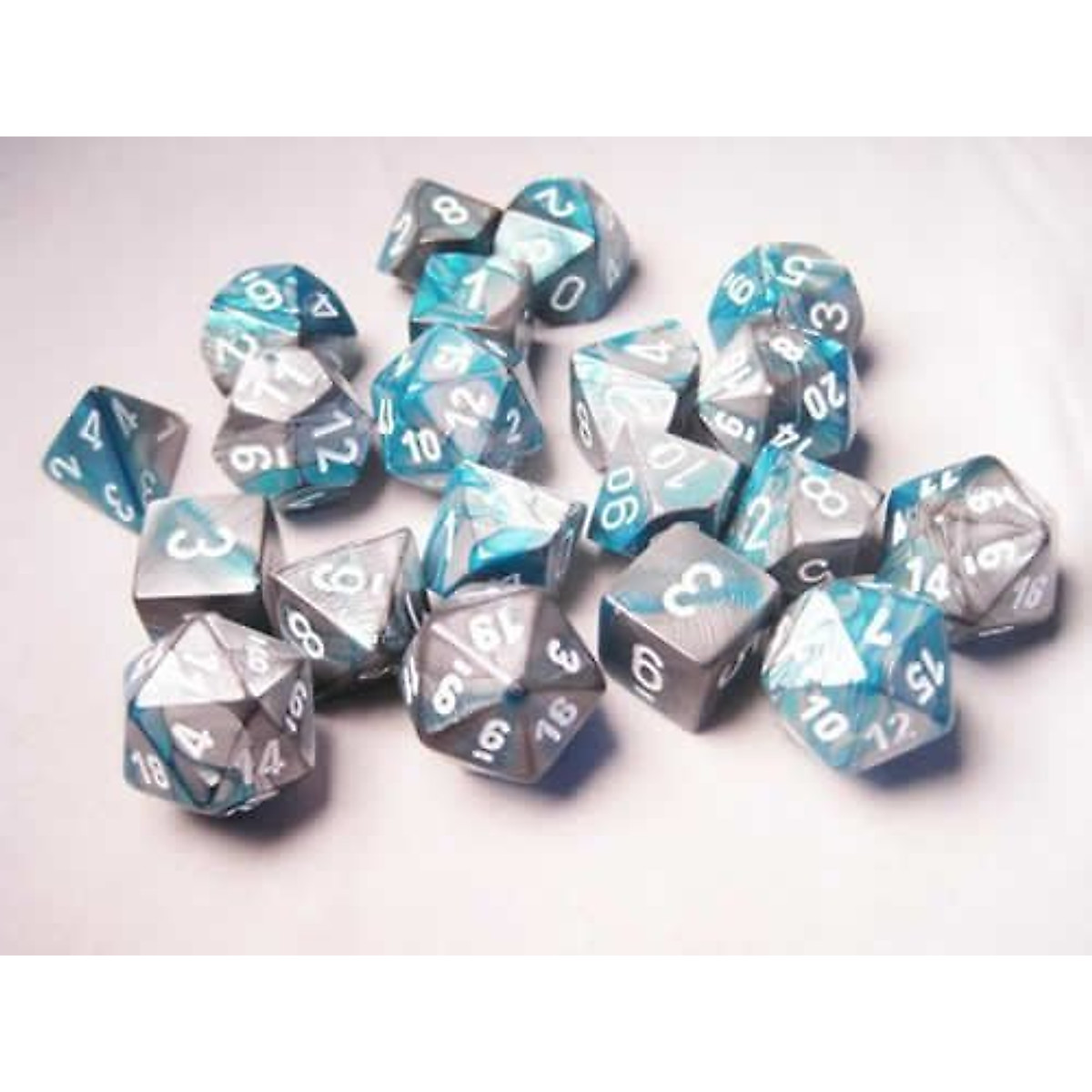 Steel Teal with White Gemini Dice Set of 20 Chessex by Chessex