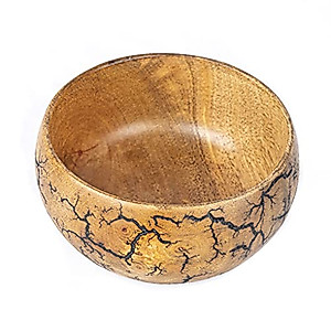 GoCraft Fractal Burn Wood Bowl, Decorative Bowl Small, 6" Diameter x 3" Height, Single Bowl