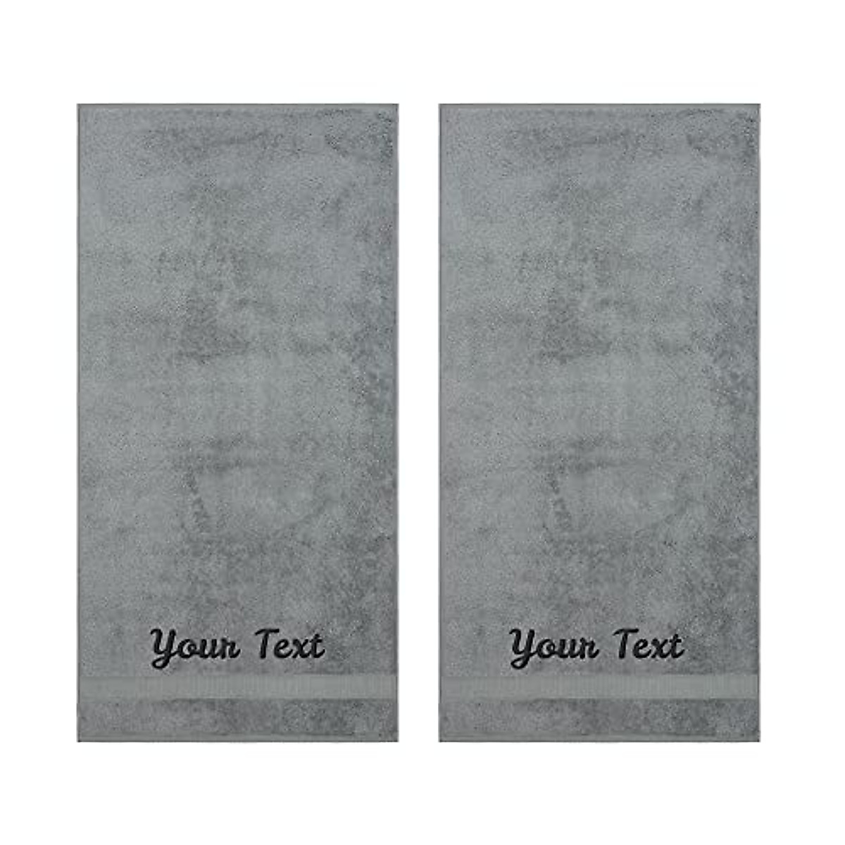 Personalized Towels, Hotel & Spa Quality, Super Soft, Highly Absorbent, 100% Turkish Genuine Cotton Monogrammed 2 Piece Bath Towel Set for Bathroom, Spa, Gym, Shower, Pool, College Dorm, Grey