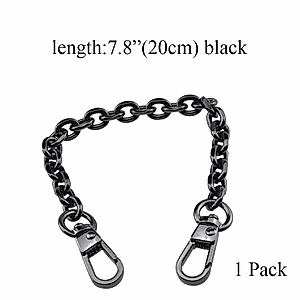 HAHIYO Mini Pochette Purse Chain Strap Thin Wide 6mm for LV Length 7.9 Inches Thick 2mm Shiny Black for Handbag Wallet Clutch Comfortable Flat Metal Strap 1 Pack