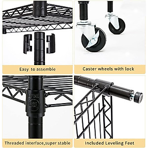 Catalina Creations 4-Shelf Shelving Unit, Adjustable Wire Shelving Rack with with Wheels, Heavy Duty Storage Shelves, Steel Organizer Wire Rack for Kitchen and Garage