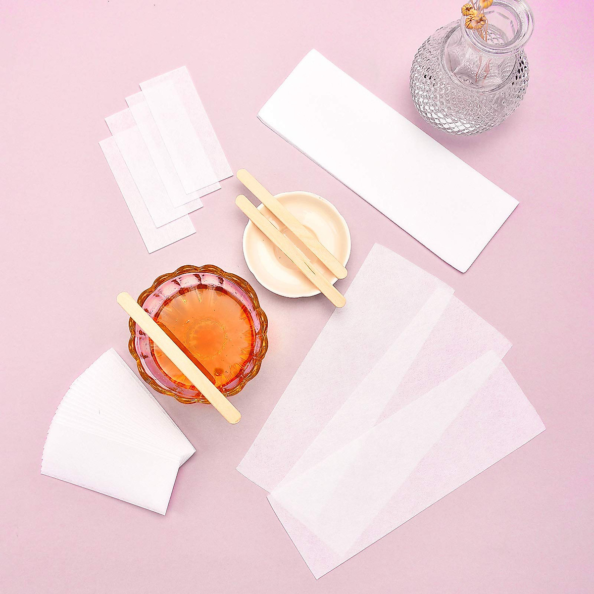 800 Pieces Wax Strips Non-woven Waxing Strips Hair Removal Waxing Strips Body and Facial Wax Strips Cold Wax Strips Wax Ready-Strips for Facial Arms Legs Armpit Hair Eyebrow and Bikini, 2 Sizes