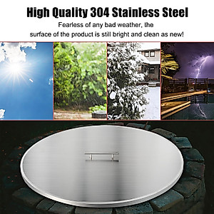 Dardoo Fire Pit Lid Stainless Steel 34'' Fire Pit Cover Round with Handle Thick Burner Cover Suitable for Round Burner Pan