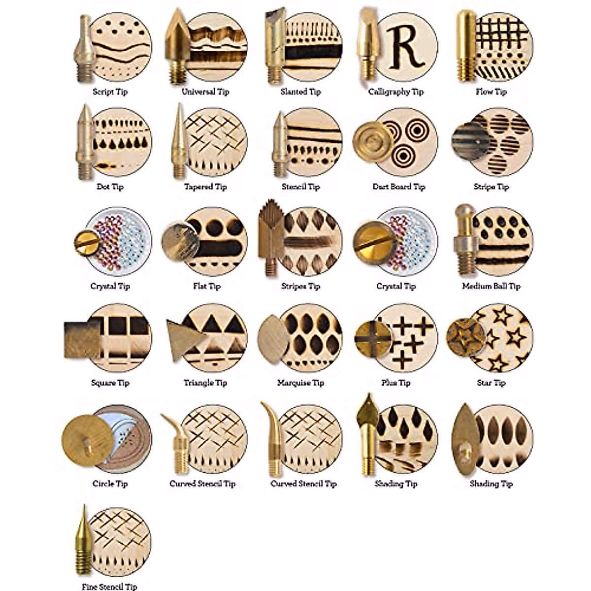 Plaid Wood Burning Tool Tip Set, Set of 26, Gold