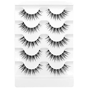 Veleasha Lashes 5D Faux Mink Lashes 100% Handmade Luxurious Fake Eyelashes Lightweight Fluffy False Eyelashes 5 Pairs Pack (G2)