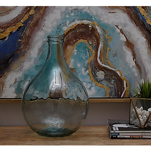 Deco 79 Recycled Glass Handmade Decorative Vase Spanish Bottle Centerpiece Vase, Flower Vase for Home Decoration 11" x 11" x 17", Blue