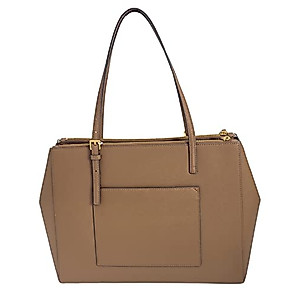 Tory Burch 134837 Emerson Moose Tan With Gold Hardware Women's Large Double Zip Tote Bag