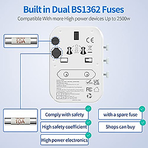 Universal Travel Adapter with USB C PD 30W Fast Charging, BOKHOM International Travel Adapter with 3 USB C and 2 USB-A, Dual 10A Fuses Travel Adapter Worldwide Travel Charger for EU UK US AU