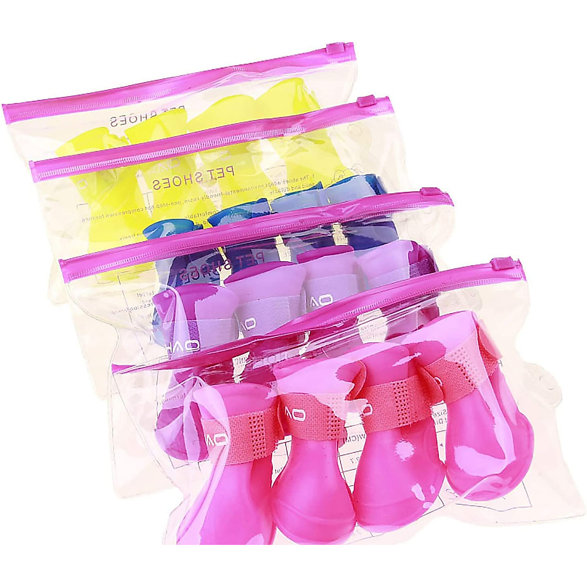 GabeFish Waterproof Silicone Small, Medium Dogs Rain Boots, Rainy Days Shoes for Dogs, Outdoor Puppy Paw Protector with Straps Red 2X-Large