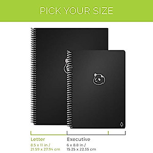 Rocketbook Smart Reusable Notebook, Letter Size Panda Planner with Daily, Weekly, & Monthly Pages, Infinity Black, (8.5" x 11")