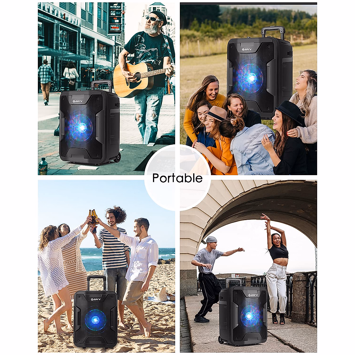 Karaoke Machine for Adults, Wireless Portable PA System Bluetooth Karaoke Speaker with 8" Subwoofer, 2 Wireless Microphones, Disco Ball Light for Christmas Singing Party Home Karaoke Outdoor