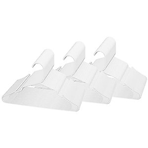 Royale 60 Pack White Plastic Hangers For Clothes - Heavy Duty Plastic Clothes Hanger Ideal For Everyday Standard Use - Lightweight & Space Saving Notched Plastic Hangers - Slim & Sleek Shoulder Groove