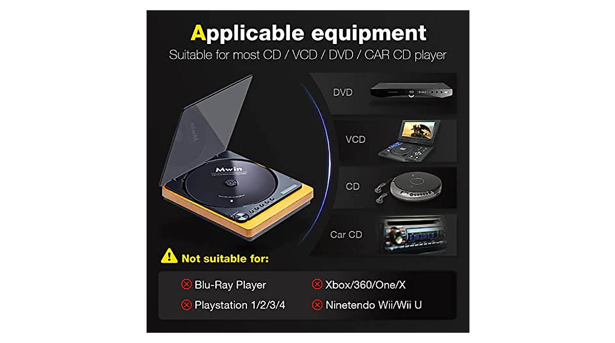 Mwin CD Cleaner Disc for CDs, DVDs & Car Players | Safe & Effective