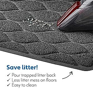 Mighty Monkey Durable Easy Clean Cat Litter Box Mat, Great Scatter Control Mats, Keep Floors Clean, Soft on Sensitive Kitty Paws, Cats Accessories, Large Size, Slip Resistant, 24x17, Graphite