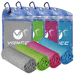 YQXCC 4 Pack Cooling Towel (40"x12") Cool Cold Towel for Neck, Microfiber Ice Towel, Soft Breathable Chilly Towel for Yoga, Golf, Gym, Camping, Running, Workout & More Activities