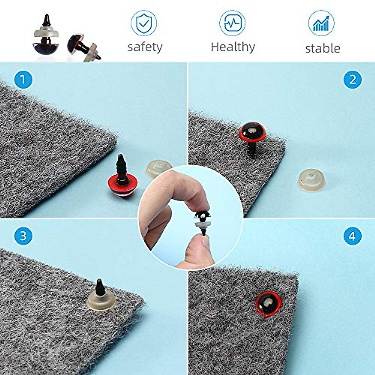 Maznyu 570PCS Premium Plastic Safety Eyes and Noses with Washers, Assorted Sizes for Craft Doll Eyes and Teddy Bear Nose, Plash Animal and Amigurumi, Crochet Toy and Stuffed Animals Craft Making