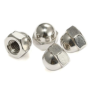 #10-32 Acorn Hex Cap Dome Head Nuts, 304 Stainless Steel 18-8, Bright Finish, Pack of 50