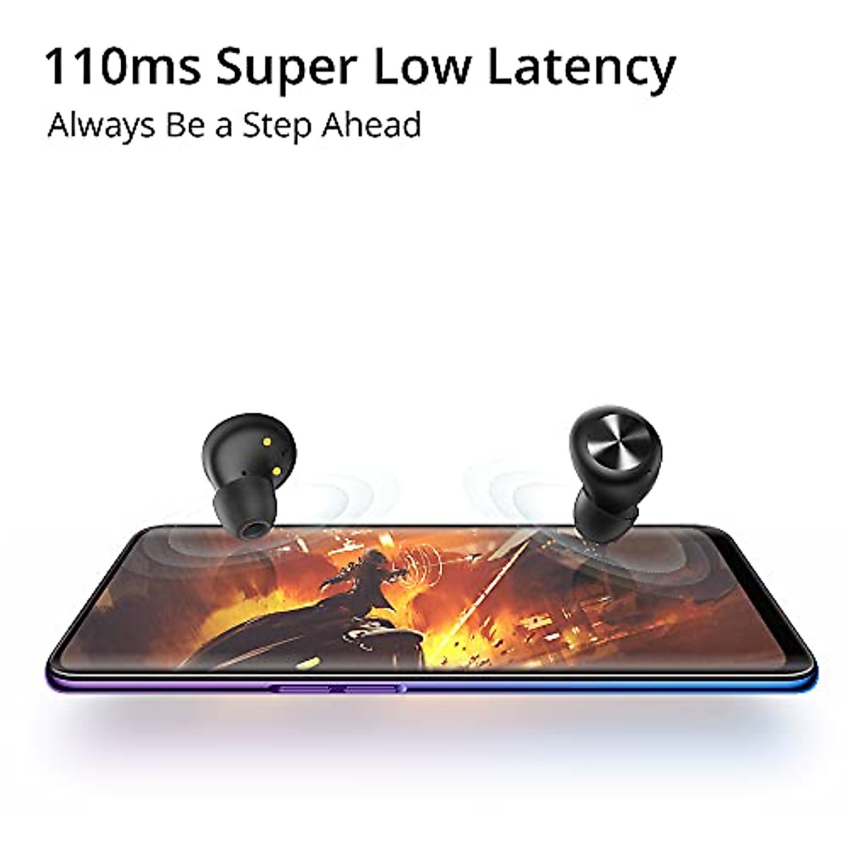 DIZO GoPods D Bluetooth Earbuds Wireless Headphones, Clear Calls, Environmental Noise Cancellation, Deep Bass Boost, Waterproof Stereo TWS Earphones, Touch Control, Low Latency, Sports Headsets Black