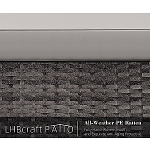 LHBcraft Balcony Furniture 5 Piece Patio Conversation Set, PE Wicker Rattan Outdoor Lounge Chairs with Soft Cushions 2 Ottoman&Glass Table for Porch, Lawn-Grey Wicker (Grey-Grey)