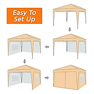 Yaheetech 10x10 Pop Up Canopy with 4 Removable Sidewalls, Portable Enclosed Instant Tent, Waterproof Outdoor Tent, Beach Sun Shelter with 4 Sandbags, 8 Stakes & 4 Ropes, Beige