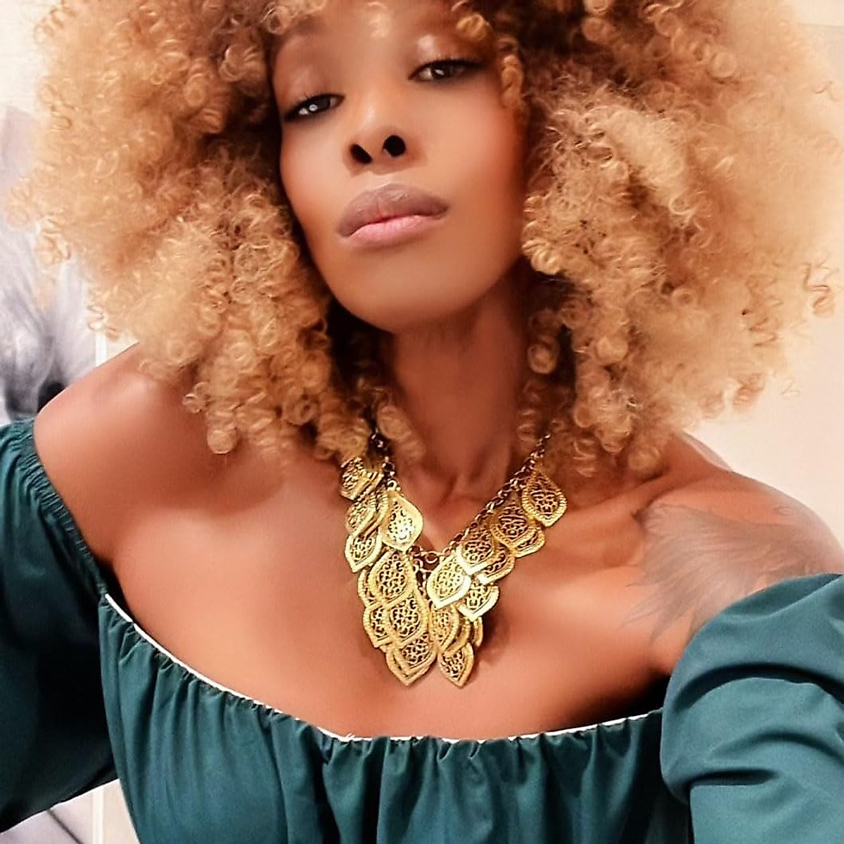 YAZILIND Vintage Gorgeous Multilayer Gold Plated Leaves Chain Collar Bib Chunky Necklace