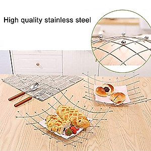 YYTONG Fruit Basket, Fashion Creative Fruit Bowl for Kitchen Counter Used as Bread Basket, Vegetable Basket, Produce Basket, Durable Steel Fruit Stand Storage & Organizer (Silver)