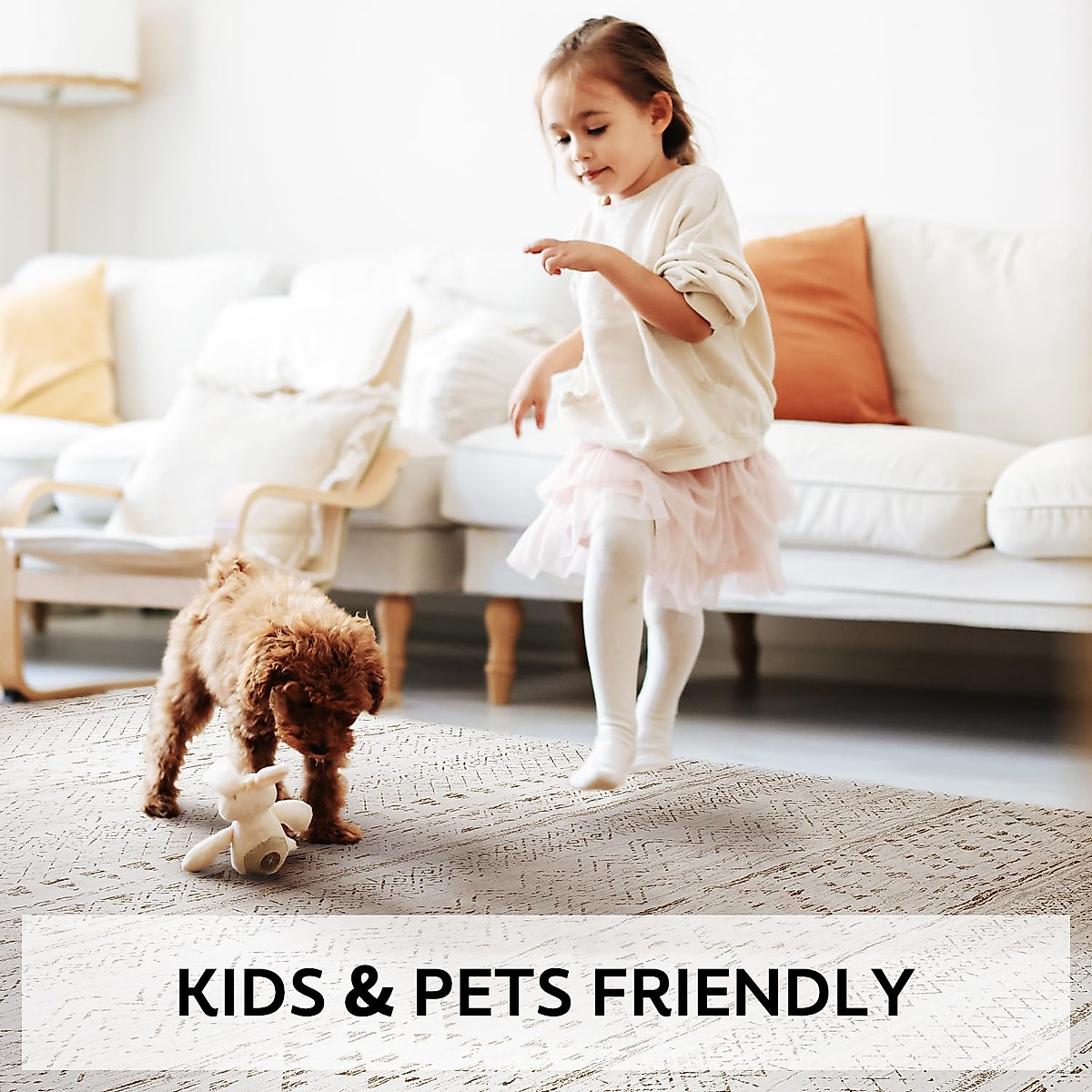 8x10 Area Rugs for Living Room Rugs, Washable Rug Neutral Carpet Soft Boho Rug for Bedroom, Large Area Rug for Play Room Dining Room Rug Indoor Brown