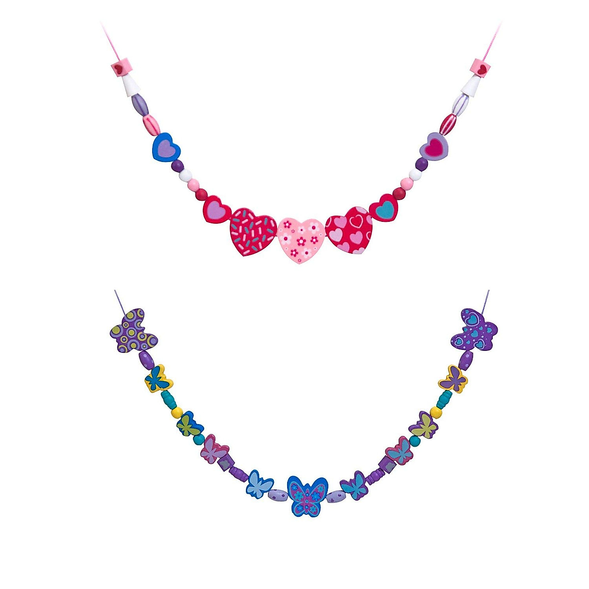 Melissa & Doug Sweet Hearts and Butterfly Friends Bead Set of 2 - 250+ Wooden Beads