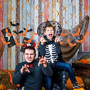 BEISHIDA Happy Halloween Hanging Swirls Halloween Decorations Black Bats Hanging Halloween Party Supplies Horror Party Decorations Pack of 15