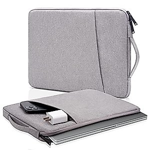 Arae Laptop Sleeve Bag Compatible with 13 inch MacBook Air Mac Pro M1 Surface Lenovo Dell HP Computer Bag Accessories Polyester Case with Pocket,Gray