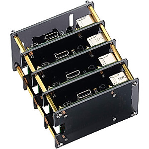 GeeekPi Cluster Case for Raspberry Pi 4 Model B, Pi Case with Cooling Fan and Heatsinks for Raspberry Pi 3 Model B+, Raspberry Pi 3/2 Model B