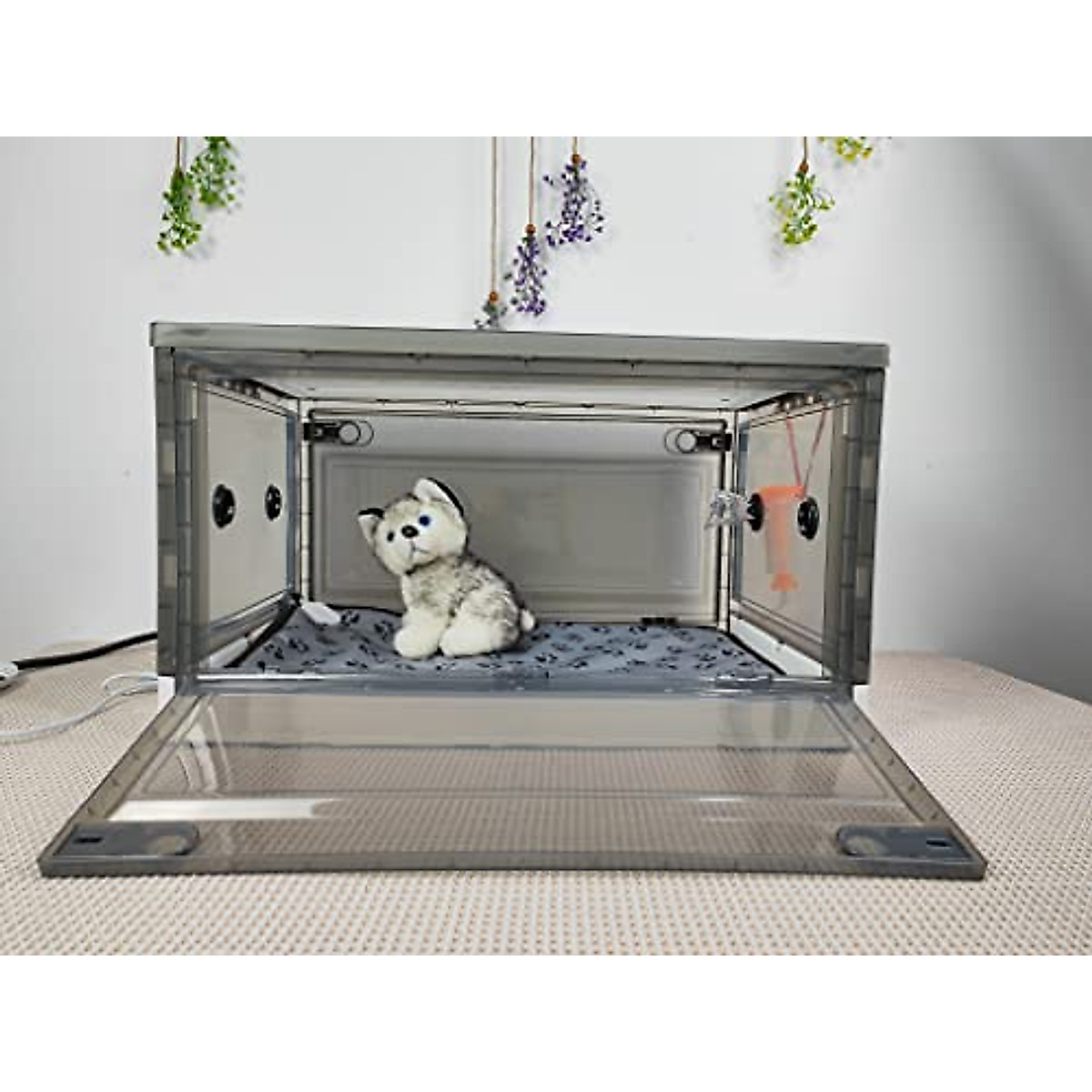 REDDOUDOU Puppy Incubator, Puppy Incubator with Heating, Large PET Brooder Nursery, Kitten Incubator, Incubator for Puppies with Puppy Bed Mat (85L)