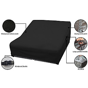 WORUO Outdoor sunbed waterproof cover, heavy-duty rattan sofa chair cover, 600D tear resistant, UV resistant, waterproof courtyard furniture cover, black