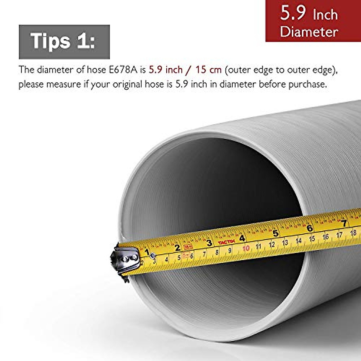 TURBRO Portable Air Conditioner Exhaust Hose, 5.9 Inch Diameter Counter Clockwise, 78 Inch Length