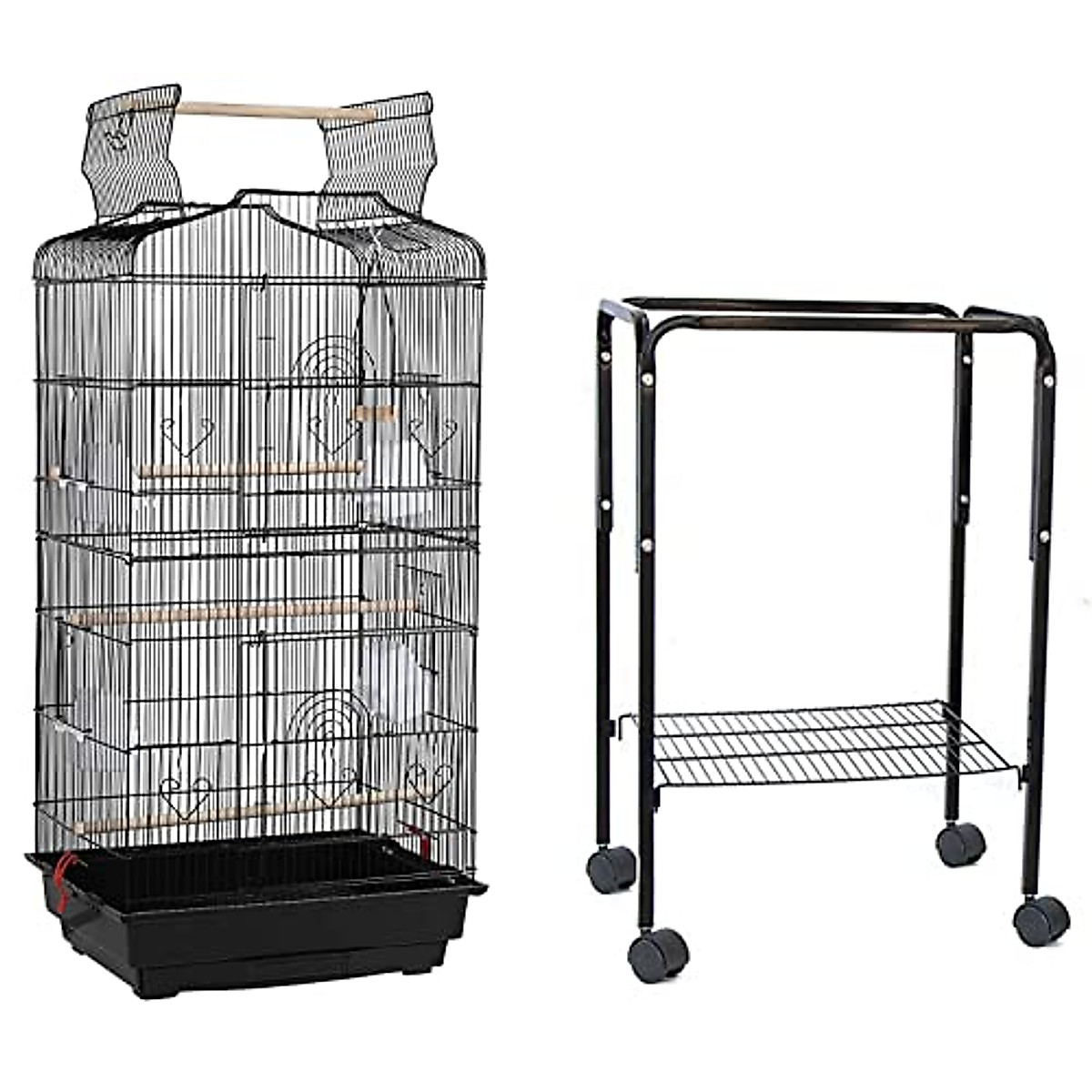 Canary Parakeet Cockatiel LoveBird Finch Bird Cage With Stand --18"x14"x60"Black
