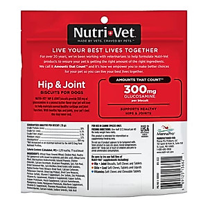 Nutri-Vet Hip & Joint Biscuits for Dogs - Tasty Dog Glucosamine Treat & Dog Joint Supplement - Large Sized Biscuit with 300mg Glucosamine - 6 lb