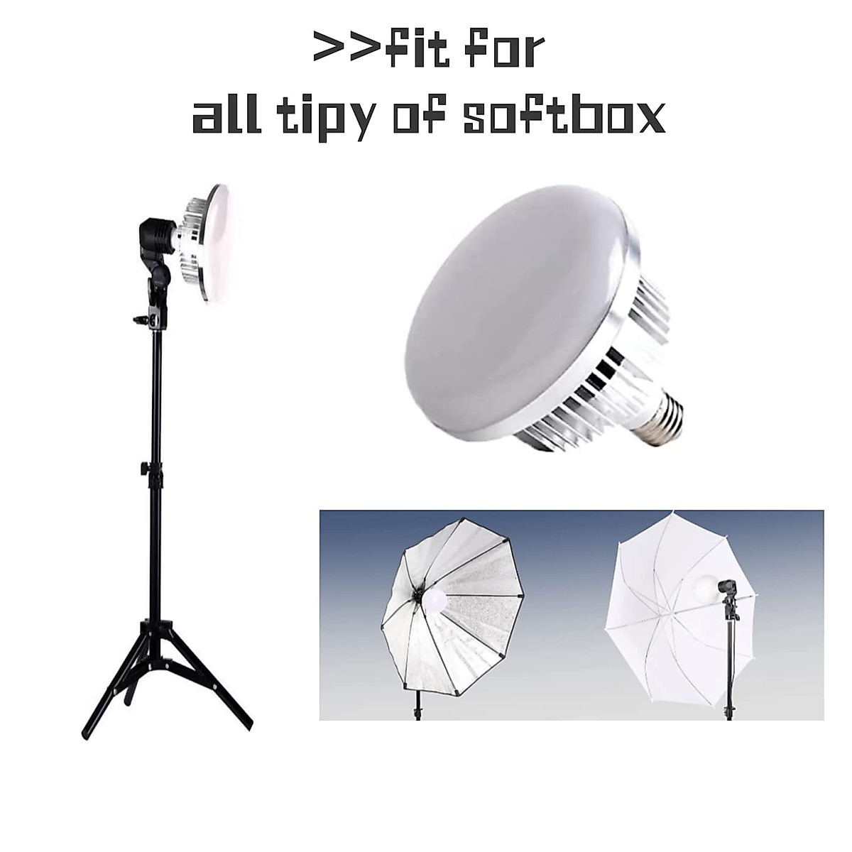 2Pack 85W Photography Light Bulb 3000-6000K Dimmable Tricolor LED Bulbs for Softbox Bulb in E27/26 Socket for Photography Photo Video Studio Lighting