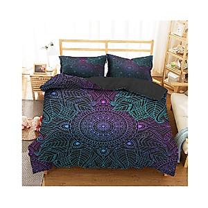 Bedding Set 3D Printed King Duvet Cover Bohemian Mandala Home Textiles for Adults Bedclothes with Pillowcase Bed Sheet Queen Quilt Cover (US King)