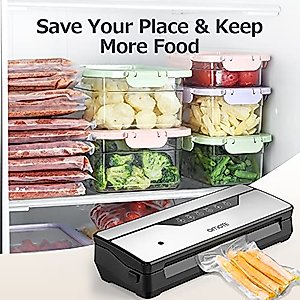OMOTE Vacuum Sealer Machine, Dry, Moist & Pulse Modes for Food Storage, Handheld Portable Design, Easy to Operate with Built-in Cutter, Paper Bag Storage and Starter Kit