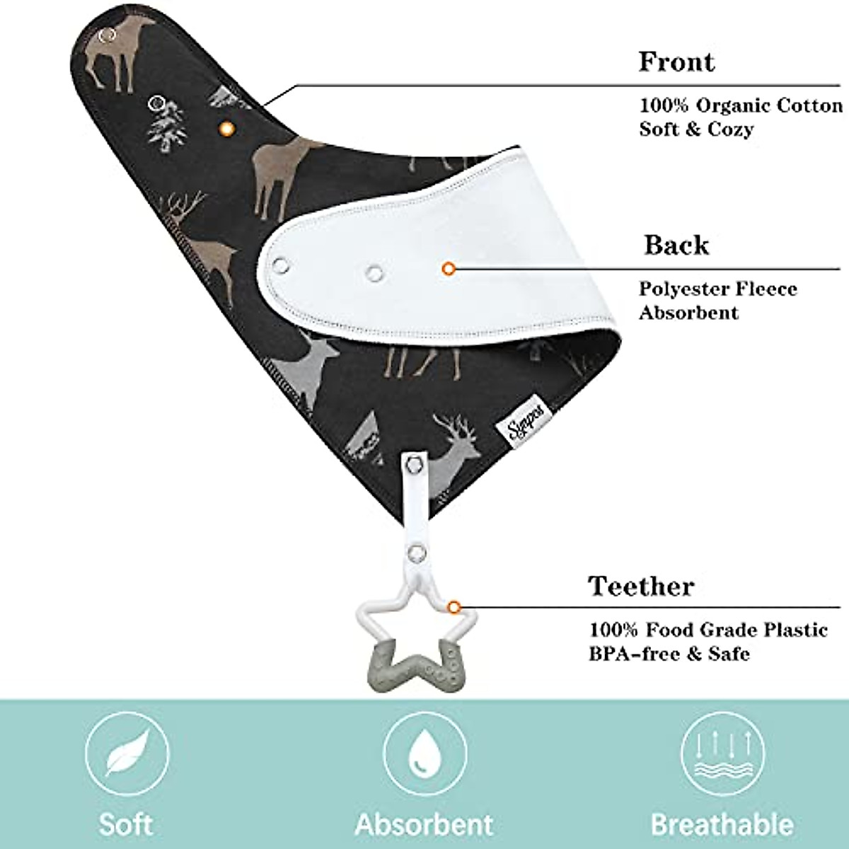 Baby Bandana Drool Bibs,Bandana Bibs for Boys and Girls by Super Absorbent Bandana Drool Bibs,Teething Toys Bibs Organic Cotton Baby Bibs for Infant Set of 4 with Two Teething Toys