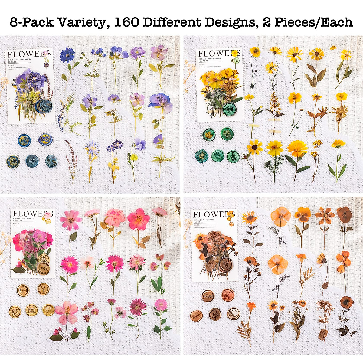 Knaid Pressed Flower Themed Stickers Set (320 Pieces) Dried Flowers Resin Stickers Decals Floral Botanical Journaling Stickers for Scrapbook Supplies Junk Journal Bullet Journal Planner Laptops