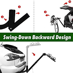 GUDE 4 Bike Rack Hitch Mount Rack, Heavy Duty Alloy Steel Bicycle Carrier with 2'' Hitch Receiver, Double Folding Arms Bicycle Carrier for Car SUV Truck, Black